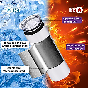 A-SUB Sublimation Tumbler, 20 OZ Skinny Straight White Tumbler for Sublimation, Double Wall Insulated Tumbler with Straw and Lid, 4 Pack Blank Tumblers Individually Boxed