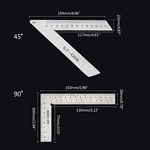 Angle Ruler With Clear Scale Stainless Steel 45 Degree 90 Degree Square Ruler Lightweight Angle Ruler Used For Construct