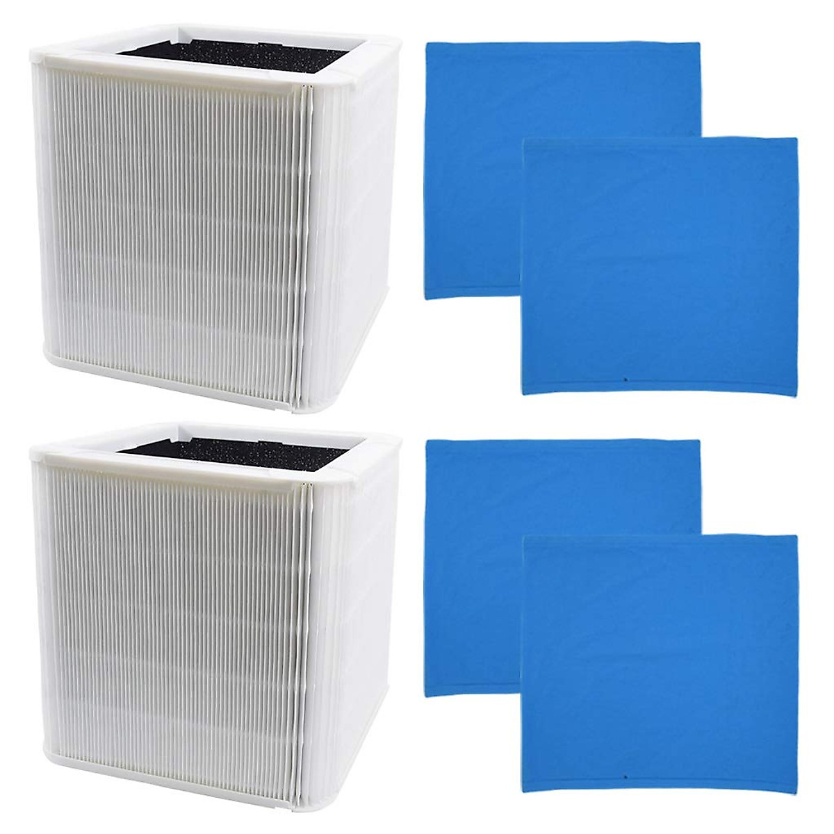 2-Pack Repalcement Particle & Activated Carbon HEPA Filters + 4 Washable Pre-Filters Compatible with Blueair Blue Pure 211+ and Max Air Purifiers