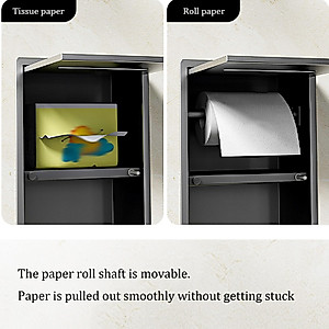 HJLKDYM Toilet Paper Dispenser with Recessed Wall Niche, No Tiles Required for Storage,Stainless Steel Toilet Paper Holder with Shelf,Multicolor(Black frame+black)