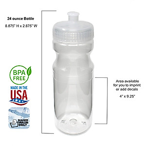 Rolling Sands 24 Ounce BPA-Free Clear/Clear Plastic Water Bottles, Set of 10, Made in USA