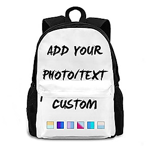 Custom Backpack,Personalized Men and Women Travel Knapsack Add Your Photo/Text, Customized Laptop School Bag for Boy Girl One Size