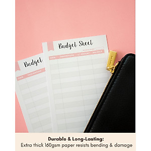 Set of 60 Spending Tracker A6 Budget Sheets I Money Tracker for Budget Planner Binder - Use with Budget Tracker, Budget Folder, Budget Envelopes - Size 3.2 x 6.6 Inches - A6 Budget Binder Inserts