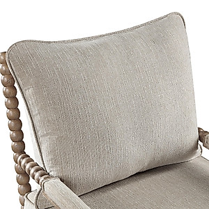 DUHOME Linen Fabric Spindle Accent Chair with Wood Frame,Modern Accent Chairs with Padded Spring Seat and Brushed White Base for Living Room Bedroom Farmhouse Home Office Belcony