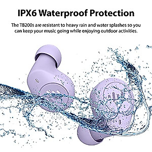 iLuv TB200 Purple True Wireless Earbuds Cordless in-Ear Bluetooth 5.0 with Hands-Free Call Microphone, IPX6 Waterproof Protection, High-Fidelity Sound; Includes Compact Charging Case & 4 Ear Tips