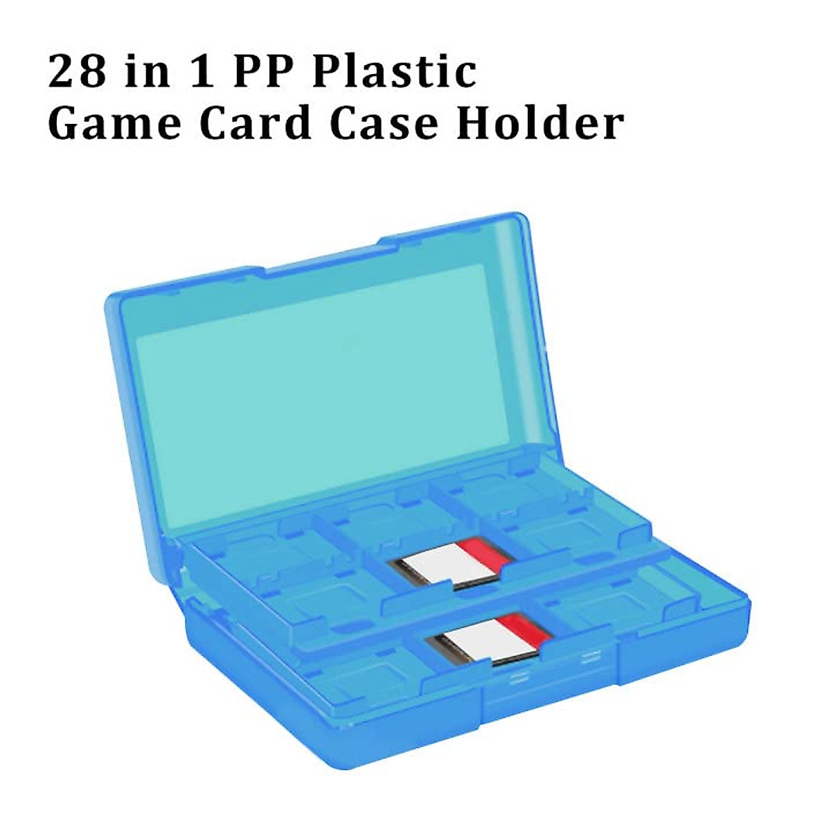 OUKENS Game Card Storage Box, 28 in 1 PP Plastic Game Card Case Holder Cartridge Storage Box for Nintendo DSL LL(Blue)