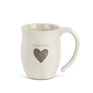 DEMDACO Thankful Heart Cream Inspirational 16 ounce Ceramic Stoneware Coffee Mug