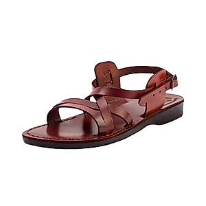 Holy Land Market Unisex Adults/Children Genuine Leather Biblical Sandals/Flip Flops/Slides/Slippers (Jesus - Yashua) Yashua Style II