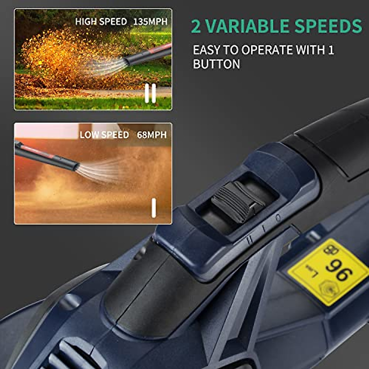 DEXTRA Leaf Blower, 20V Cordless Leaf Blower with 2.0 Ah Battery & Charger, Electric Leaf Blower for Lawn Care, Battery Powered Leaf Blower Sweeper Light Duty for Dust, Snow, Yard, 135MPH Output