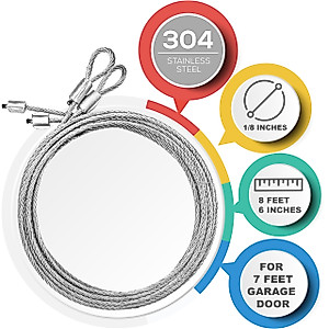 Blesseras 2-Pack Garage Door Winding Bars & 2-Pack 8.5' Cable for 7 Feet Garage Door