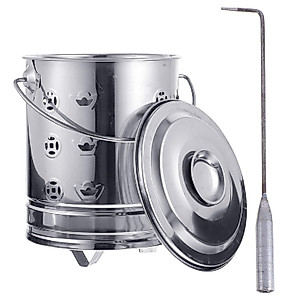 Yardwe Incinerator Can Stainless Steel Burn Barrel Incinerator Cage Barrel Fire Pit with Burning Tongs for Yard Home Outdoor