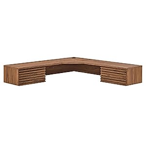 Modway EEI-6181-WAL Render Wall Mount Corner Office Desk, Walnut