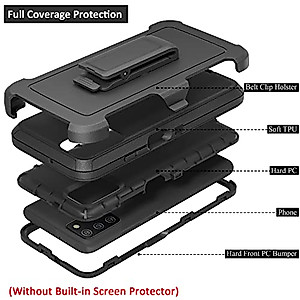 Compatible with Samsung Galaxy A02s Case,with Screen Protectors,Heavy Duty Rugged Shockproof Full Body Protection Kickstand Case with Belt Clip Holster for Samsung Galaxy A02s (Black)