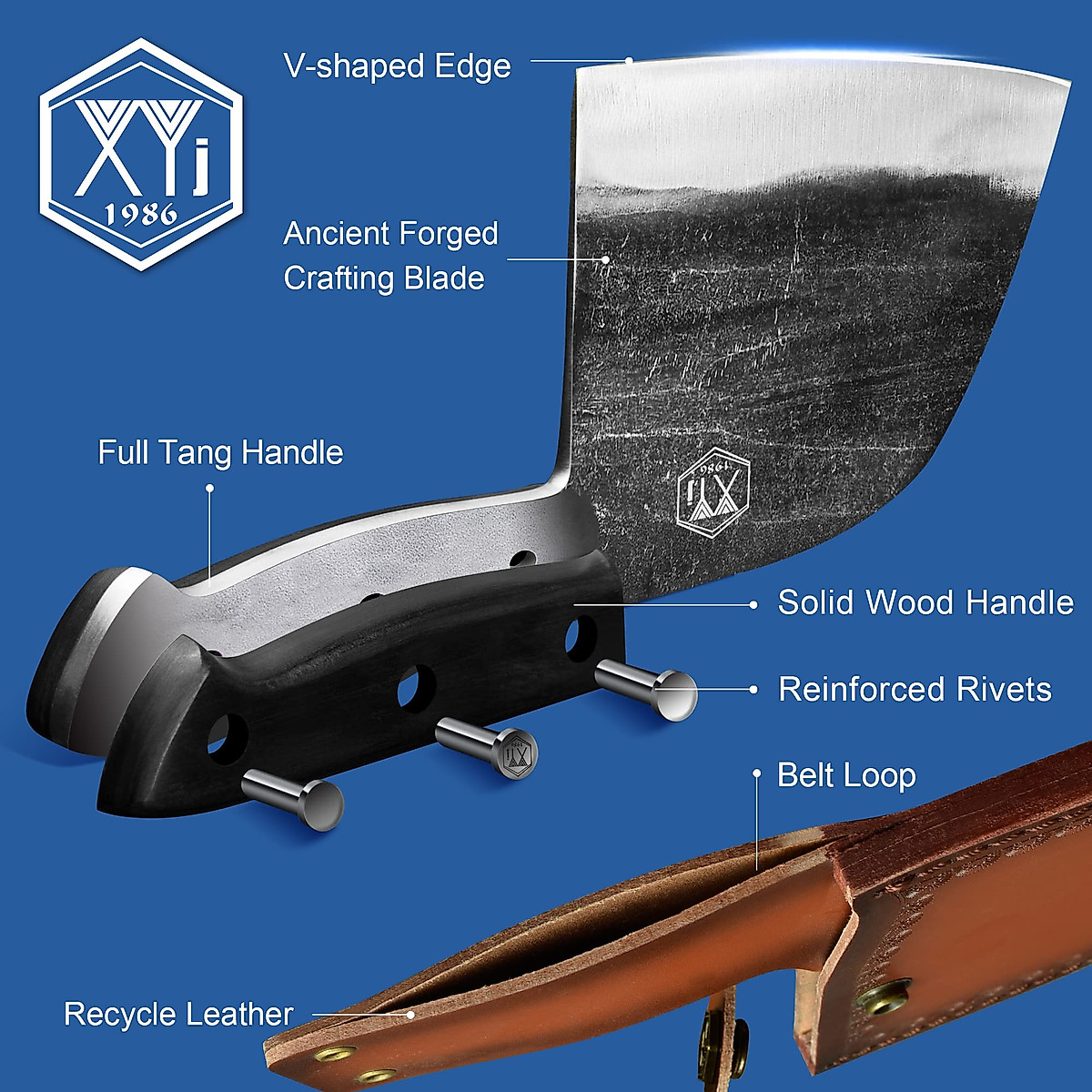 XYJ Kitchen Knife Set Paring Utility Santoku Slicing Bread Chef Knife Handmade Forged Butcher Knife With Carry Sheath Roll Bag Sharpener Rod Mini Whetstone