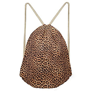 KIDVOVOU Men Women Children Drawstring Backpack Bag Athletic Gym Sports Sackpack Workout Swim Travel Gym Sack,Leopard Print