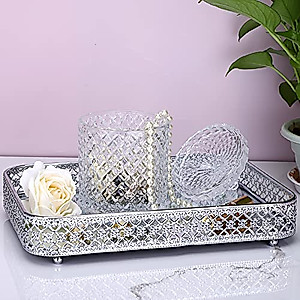BTSKY Set of 2 Crystal Decorative Jars Glass Qtip Holder with Lids Clear Cotton Swab Holder Apothecary Jar for Bathroom Canisters Classy Candy Dish Decor Jewelry Box for Office Vanity, Large+Small