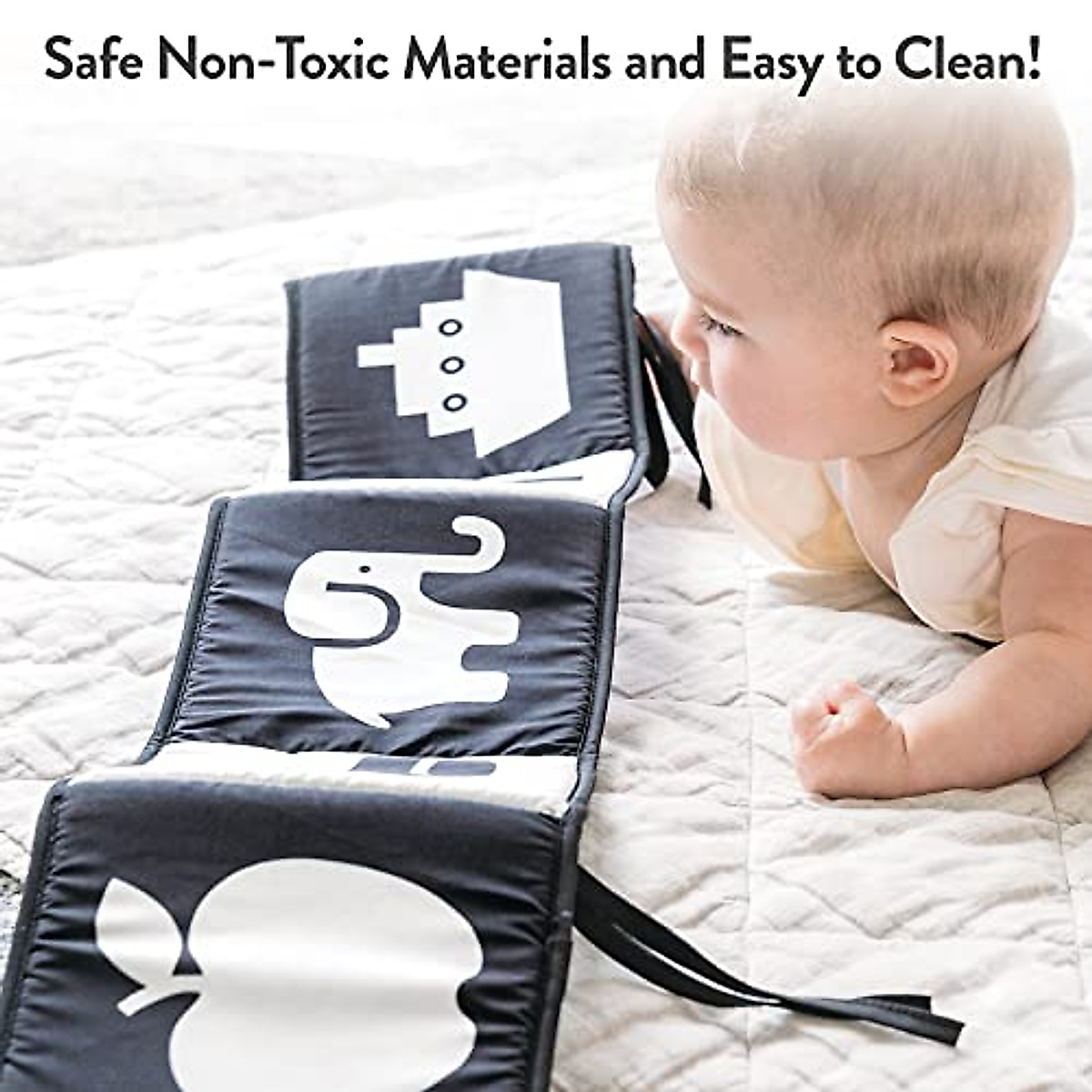 Spiggly Black and White High Contrast Soft Baby Book – Newborn Toy for 0-3 Months Visual and Brain Development – Infant Tummy Time Toy – Sensory Toy for Babies 0-6 Months