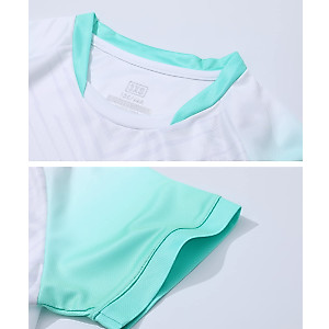 LUCKYLUAN Boys' Soccer Jersey Sports Team Training Shirt and Shorts Uniform 7-8 Years White Green