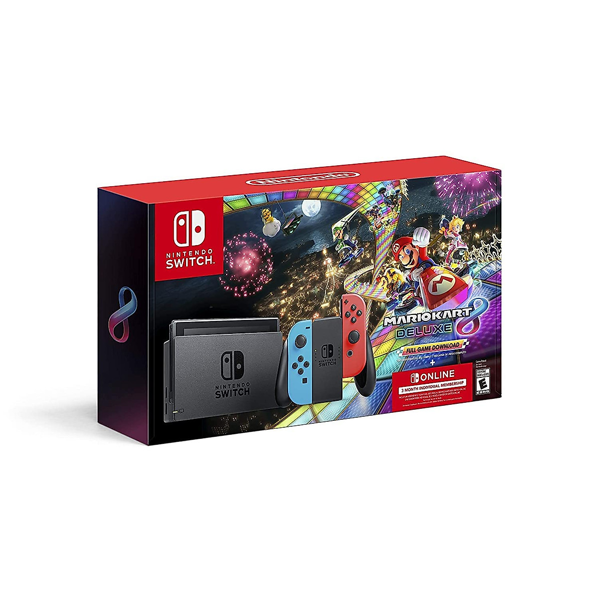 Nintendo Switch Mario Kart 8 Deluxe Accessories Bundle with Neon Blue & Neon Red Joy-Con & 32GB SD Card