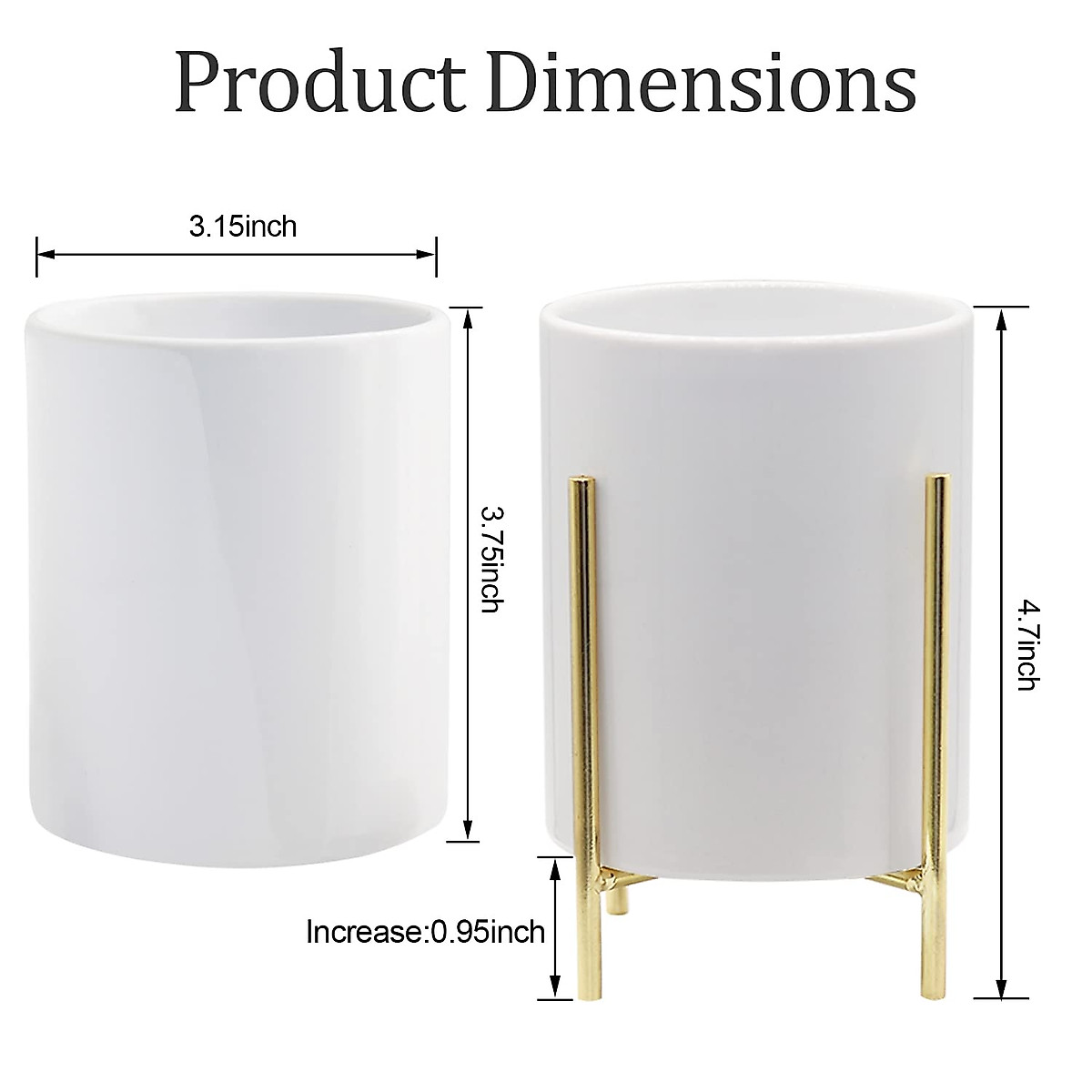 Cutlery Holder, Ceramic Silverware Holder with Metal Frame Kitchen Cooking Utensil Holder, Robust Silverware Caddy 4.7*3.15 inch Gold 1 PCS