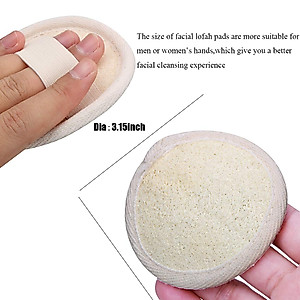 Loofah Sponge Exfoliating Facial Cleaning Pads,10 Packs Natural Loofa Face Scrubber Large Cleanser for Men Women Bath Spa Cleansing,3.15 Inches Dia