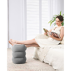 Inflatable Foot Rest for Air Travel - Airplane Foot Rest Adjustable Height Leg Pillow for Kids & Adults on Plane, Car, Train, Office and Home (1 PCS)