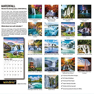 2024 2025 Wall Calendar, 18 Month July 2024 - December 2025, Monthly Calendar Waterfall, 12" x 24" Opened,Full Page Months Thick & Sturdy Paper for Gift Calendar Organizing & Planning