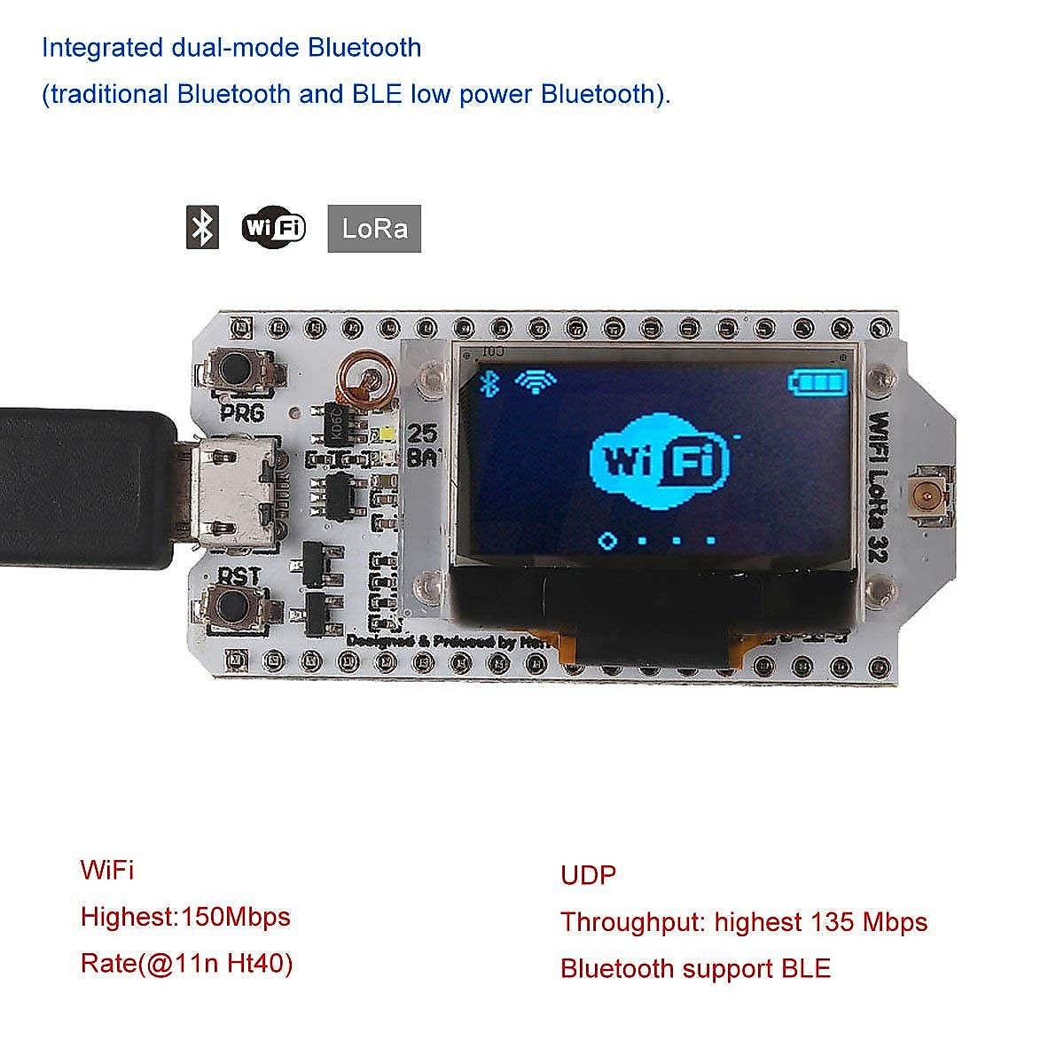 Hailege ESP32 LoRa SX1276 0.96 Inch OLED Display Development Board WiFi Bluetooth Dual Core 240MHz CP2102 and 868/915MHz with Antenna for Arduino Smart WiFi LoRa 32