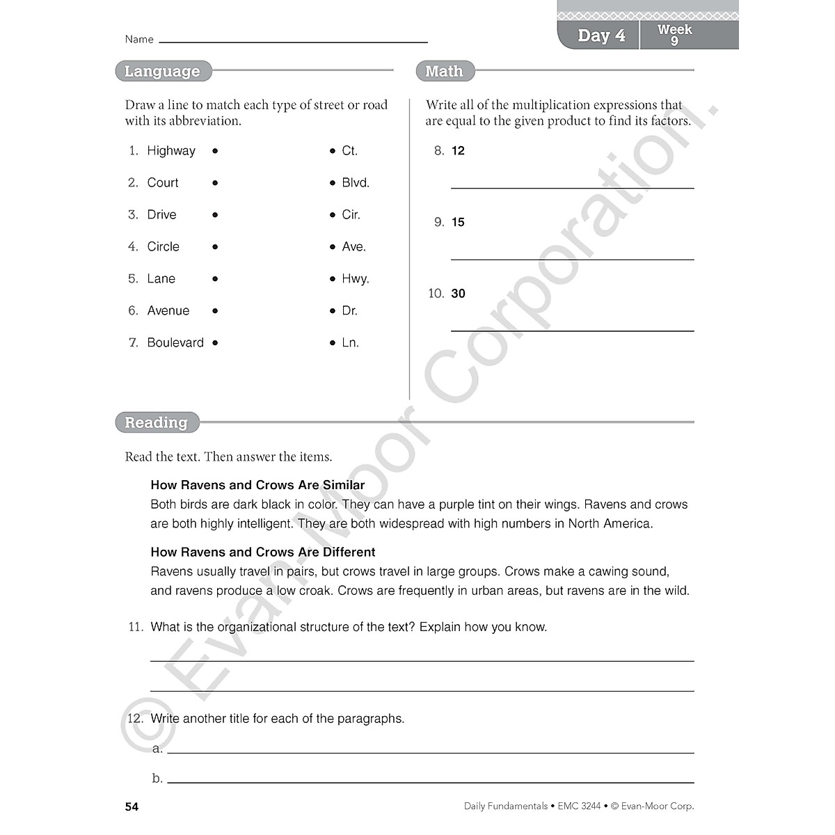 Evan-Moor Daily Fundamentals, Grade 4