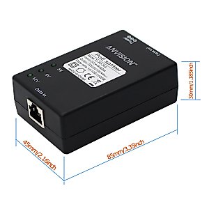 ANVISION 2-Pack Active Gigabit PoE Splitter Adapter with Multi-Size Tips, IEEE 802.3af Compliant, up to 100 Meters (328 Feet), DC 5V/9V/12V Power Output for IP Camera AP Voip Phone and More
