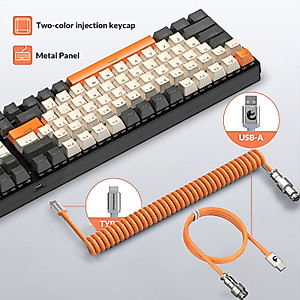 ZIYOU LANG K3 Mechanical Gaming Keyboard and Mouse Combo, 98Key Backlit Keyboard and Ultra-Light Honeycomb Shell Mouse, Blue Switch Coiled Type-C to USB Cable Wired Keyboard for PC/Mac/Windows