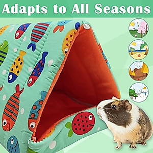 Small Guinea Pig Bed with 2 Hook, 7.48*7.09'' Young Guinea Pig Hideout Hamster Bed Rabbit House, Washable Warm Sleeping House for Small Pet, Ferret, Chinchilla, Bunnies| Winter & All Seasons