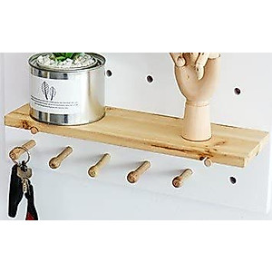 MroMax Wooden Coat Hooks Wall Mount - Vintage Single Organizer Hangers Handmade Craft Rack Pack of 5pcs