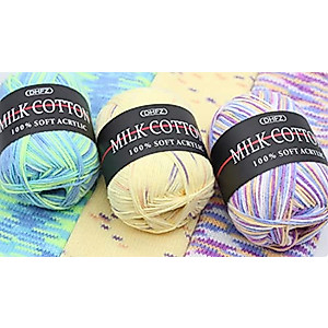 2 Balls Total 100g Milk Cotton Yarn Soft Warm Baby Yarn Space Dyed Gradually Changing Color Knitting Yarn Sweater Scarf Crochet Yarn (07-Gray)