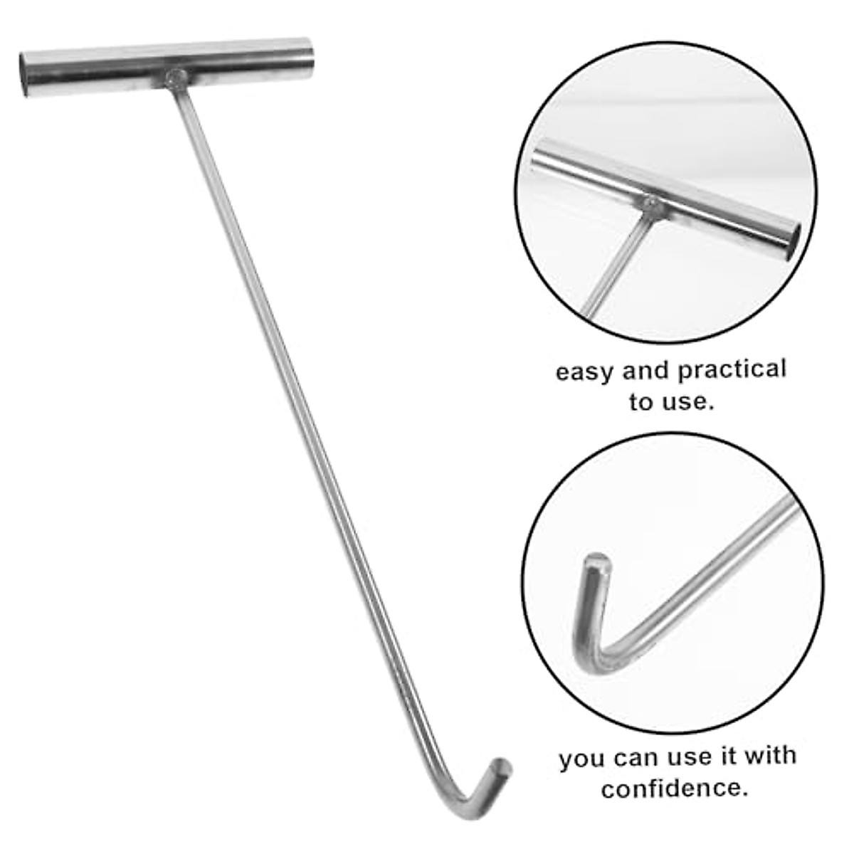 Hohopeti Stainless Steel Manhole Lifter Tool Heavy Duty Hook for Lifting and Moving Manhole Covers Storm Drains and Sewer Lids Portable and Household Door Lifter