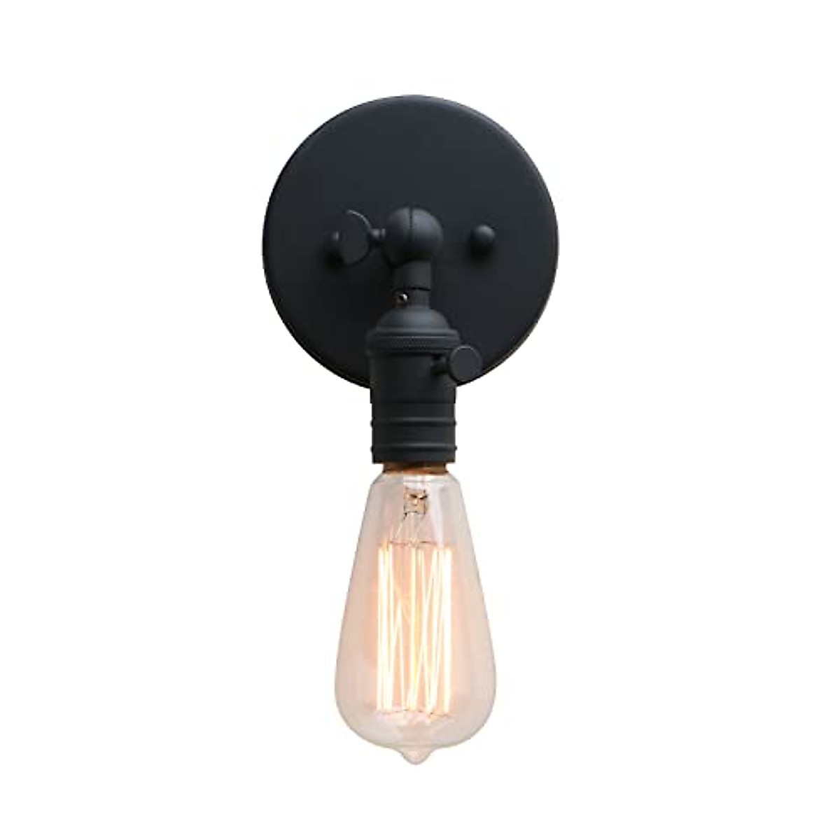 Pathson Vintage Wall Lamp, 1 Light Loft Sconce with Candlestick Molding Design, Industrial Wall Light Fixture, 180 Degree Rotated Metal Base Cap for Farmhouse (Bulbs Not Included)
