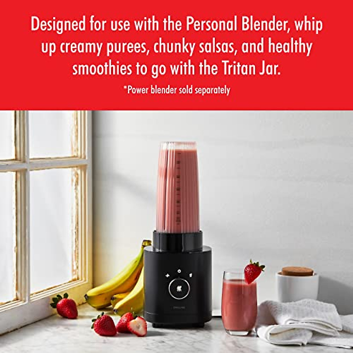 ZWILLING Enfinigy Personal Blender Jar with Drinking Lid and Vacuum Lid - Black