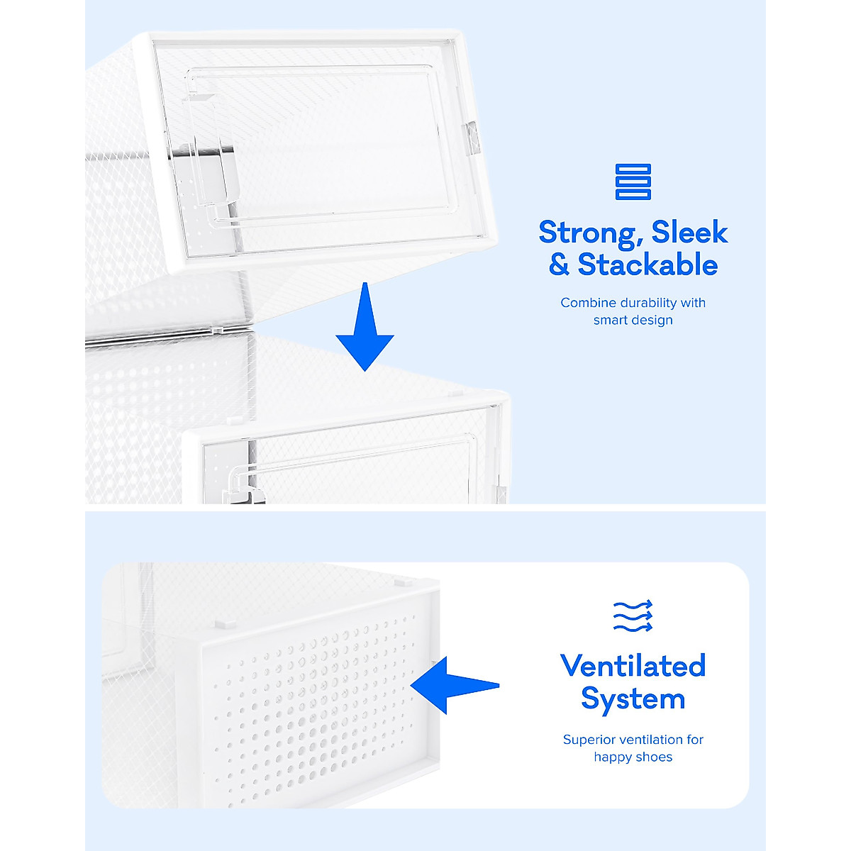 FINESSY Clear Shoe Storage Boxes Stackable - 12 Pack Shoe Box Clear Plastic Stackable for Sneaker Storage, Plastic Shoe Containers Boxes Organizer with Lids, Shoe Bin Display Case Closet Organization