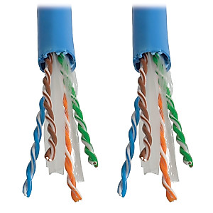 TRIPP LITE Cat6 Bulk Solid-Core Cable, Plenum-Rated PVC (CMP), Gigabit, Blue, 1000' (N224-01K-BL)