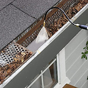 Buyplus Gutter Cleaning Wand - 12FT Telescoping Gutter Cleaners from The Ground, Gutter Cleaning Tools for Garden Hose Attachment, 20 Feet High Reach Gutter Cleaning Pole Kit