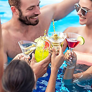 Whaline 200Pcs Bumble Bee Paper Straws Summer Honey Bee Yellow White Disposable Straws Stripe Patterned Drinking Well Crafted Straws for Juices Shakes Cocktail Baby Shower Wedding Decor Event Supplies