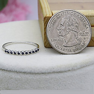 Dazzlingrock Collection 0.12 Cttw Round Blue Sapphire Ladies Wedding Stackable Band in 925 Sterling Silver, Size 7