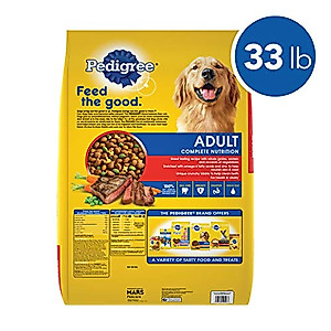 PEDIGREE Complete Nutrition Adult Dry Dog Food Grilled Steak & Vegetable Flavor Dog Kibble, 33 lb. Bag