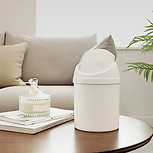 carrotez Desk Trash Can, 2 Liter / 0.5 Gallon, Small Trash Can with Swing Top Lid for Desktop, Tabletop, Vanity, Countertop