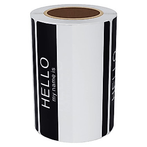 Hycodest Hello My Name is, Sticker Writing Stickers Easy Peel and Stick Badges Sensitive Name Tag 3.5"x2.35", 200 Pcs (Black)