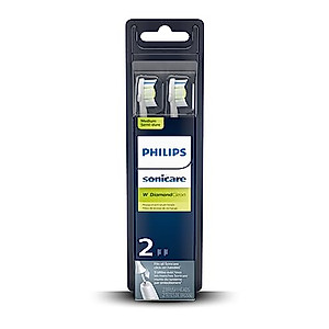 Philips Sonicare Genuine W DiamondClean Replacement Toothbrush Heads, 2 Brush Heads, White, HX6062/65