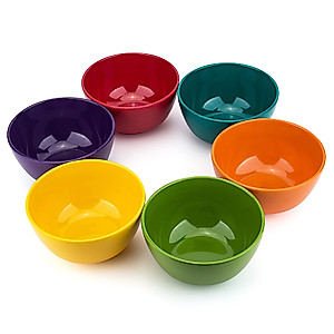 KOXIN-KARLU Melamine Bowls with Lids, 28-ounce Bowls for Snack and Cereal or Salad, set of 6 Multicolor