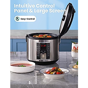 COMFEE' Rice Cooker, Slow Cooker, Steamer, Stewpot, Saute All in One (12 Digital Cooking Programs) Multi Cooker (5.2Qt ) Large Capacity, 24 Hours Preset & Instant Keep Warm