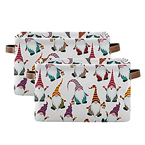 senya Christmas Basket, Large Foldable Christmas Storage Basket with Handles Christmas Gnomes Seamless Fabric Collapsible Storage Bins Organizer Bag for Storage Toy