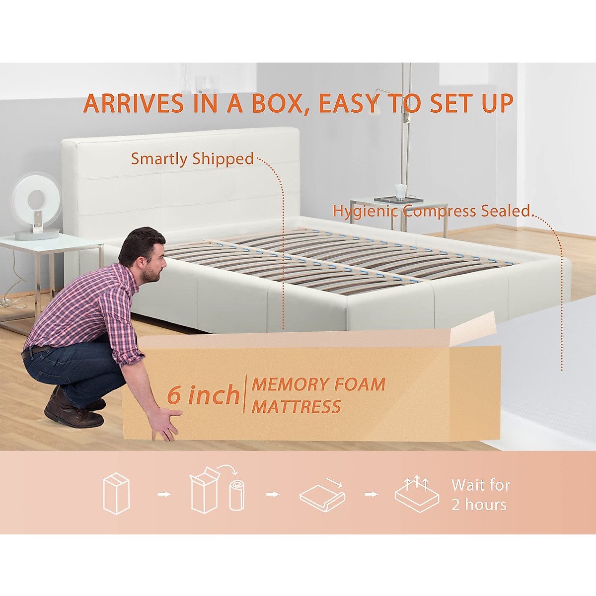 6 inch King Size Mattress with Cover, Cooling Gel Memory Foam King Mattress for a Cool Sleep & Pressure Relief, Medium Firm Mattress Pad King Mattresses, Bed in a Box, CertiPUR-US Certified